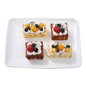 N9R 10Pcs White Plastic Serving Trays - 11“ x 8“ Rectangle Serving Platters with 10Pcs Butcher Paper - Tray Decor, Food Tray for Party