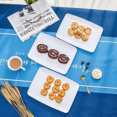 N9R 10Pcs White Plastic Serving Trays - 11“ x 8“ Rectangle Serving Platters with 10Pcs Butcher Paper - Tray Decor, Food Tray for Party