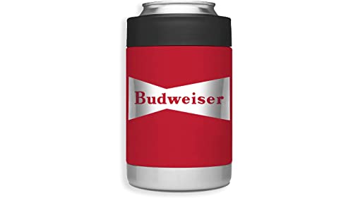 Budweiser Stainless Steel Can Insulator, Insulated Beverage Holder for Standard Size Can and Bottle, Can Cooler for Beer and Soda