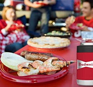 Budweiser Stainless Steel Can Insulator, Insulated Beverage Holder for Standard Size Can and Bottle, Can Cooler for Beer and Soda