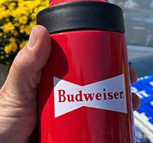 Budweiser Stainless Steel Can Insulator, Insulated Beverage Holder for Standard Size Can and Bottle, Can Cooler for Beer and Soda