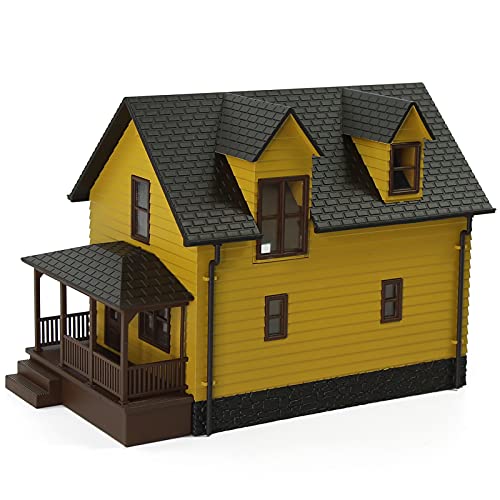 N Scale Model Building 1:160 Residential Modern House Assembled Architectural for Model Train Layout Diorama JZN01 (Yellow)