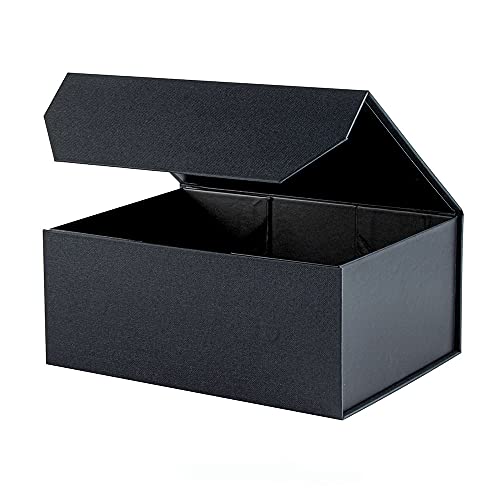 OBMMIRAO Upgrade 1PCS Black Gift Box 9.5x7x4 Inches, Sturdy Gift Box with Lid for Gift Packaging, Foldable Magnetic Closure Storage Boxes, Bridesmaid proposal box, Rectangle Collapsible Box