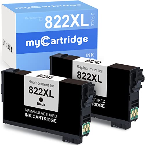 MYCARTRIDGE Remanufactured Ink Cartridge Replacement for Epson 822XL 822 XL T822XL Fit for Workforce Pro WF-4830 WF-3820 WF-4834 WF-4820 (2 Black)