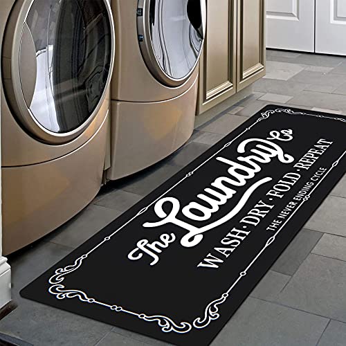 Pauwer Farmhouse Laundry Room Rugs Runner 20"x59" Long Non Slip Waterproof Laundry Mats Kitchen Floor Carpet Durable Cushioned Natural Rubber Foam Area Rug for Laundry Room Kitchen Bathroom