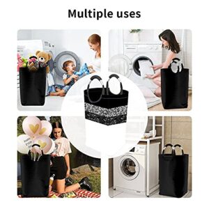 Wondertify Silver Black Sequins Laundry Hamper Shiny Pailette Clothes Basket With Easy Carry Handles For Clothes Organizer Toys Storage Grey Spangles