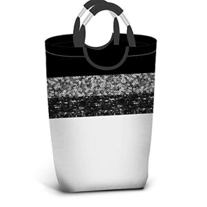 Wondertify Silver Black Sequins Laundry Hamper Shiny Pailette Clothes Basket With Easy Carry Handles For Clothes Organizer Toys Storage Grey Spangles