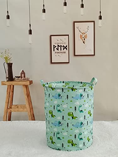 ELIVHINE Easter basket Storage Baskets Waterproof Foldable Organizer Large Storage Bins for Dirty Clothes Home and Office Toy Organizer Laundry Hamper (Forest Dinosaur)