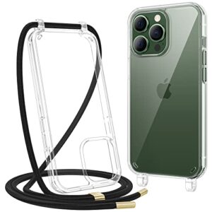 caka compatible with iphone 13 pro max clear case, compatible with iphone 13 pro max case with strap crossbody adjustable neck lanyard case phone cover designed for iphone 13 pro max 6.7”-clear