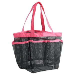 aoof bath basket large mesh multifunctional beach bag portable 8-cell pocket swimming bath bag 玫红粗网