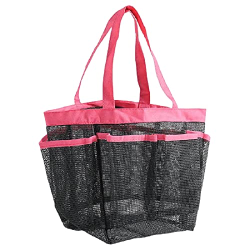 AOOF Bath Basket Large mesh Multifunctional Beach Bag Portable 8-Cell Pocket Swimming Bath Bag 玫红粗网