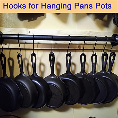 6 Inch Large S Hooks for Hanging,Heavy Duty S Hook with Rubber Stopper S Shaped Hooks for Clothes,Plants,Metal Black S Hangers for Tree Branch,Bird Feeder,Pots and Pans Closet Garden 6 Pack