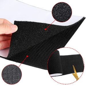 Hook and Loop Tape Double Sided Hook and Loop Tape with Adhesive Back Fastener Strip Reusable Double Side Hook Roll Sticky Glue Nylon Patch, Black (6 Inch Width 1 Yard Length)