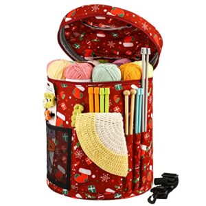 qukou yarn storage portable bag, normal capacity knitting projects organizer for yarns, crochet hooks, knitting needles