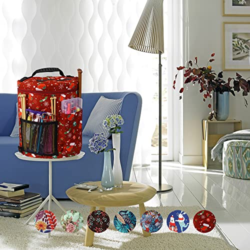 Qukou Yarn Storage Portable Bag, Normal Capacity Knitting Projects Organizer for Yarns, Crochet Hooks, Knitting Needles