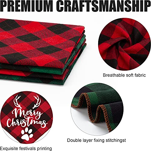 4 Pack Birthday Dog Bandanas - Classic Triangle Merry Christmas Printing Fall Plaid Xmas Pet Scarf Bibs Kerchief Gifts Set - Pet Holiday Accessories Decoration for Small to Large Puppy Dogs Cats