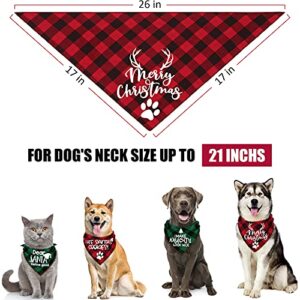 4 Pack Birthday Dog Bandanas - Classic Triangle Merry Christmas Printing Fall Plaid Xmas Pet Scarf Bibs Kerchief Gifts Set - Pet Holiday Accessories Decoration for Small to Large Puppy Dogs Cats