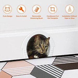 FICUSWIN Cat Door Interior Door, Pet Door with Removable Cleaning Grooming Brush, Large Pet Cat Pass for Adult Cats up to 35 Lbs,Indoor Pet Door for Wall Easy to Install, Safe Material