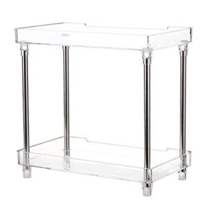 bathroom countertop organizers, transparent cosmetic organizer tray makeup storage shelf caddy stand for bathroom vanity bedroom kitchen (2-tier)