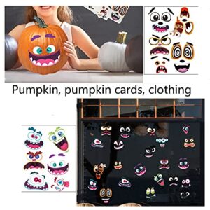 4 Pcs Halloween Pumpkin Decorating Stickers, Multi-Pattern Dampproof Faces Pumpkin Decorating Stickers, Perfect for Decorating Pumpkins, Pumpkin Cards and Clothes to Add the Atmosphere of Halloween pa