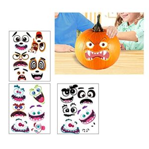 4 Pcs Halloween Pumpkin Decorating Stickers, Multi-Pattern Dampproof Faces Pumpkin Decorating Stickers, Perfect for Decorating Pumpkins, Pumpkin Cards and Clothes to Add the Atmosphere of Halloween pa