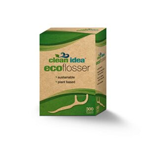 clean idea ecofloss, (300 picks), eco friendly floss pick, floss picks for adult and kids teeth, bamboo floss picks, teeth flossers, reusable tooth floss picks, floss sticks,