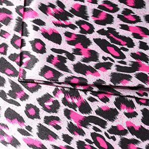 Yutone 59" Wide Satin Fabric, Leopard Skin Animal Print Design Creative Contemporary Artwork, 100% Polyester by The Yard(Pink)