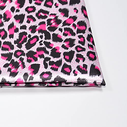 Yutone 59" Wide Satin Fabric, Leopard Skin Animal Print Design Creative Contemporary Artwork, 100% Polyester by The Yard(Pink)