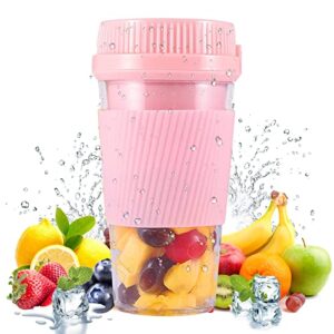 300ml personal blender, travel juicer cup with usb rechargeable, mini portable blender for shakes, smoothies, fruit (pink)