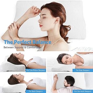 Sufuhom Contour Pillow Memory Foam, Ergonomic Cervical Support Pillows for Head Neck and Shoulder Pain Relief, Sleeping Orthopedic Pillow for Side, Back, Stomach Sleepers Standard 100 by Oeko-TEX