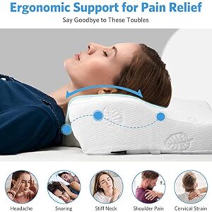 Sufuhom Contour Pillow Memory Foam, Ergonomic Cervical Support Pillows for Head Neck and Shoulder Pain Relief, Sleeping Orthopedic Pillow for Side, Back, Stomach Sleepers Standard 100 by Oeko-TEX