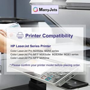 ManyJets 206X W2110X Compatible Toner Cartridge Replacement for HP 206X W2110X 206A W2110A Work with HP Color Laserjet Pro M283fdw M255dw M283cdw M282nw Printer (High Yield,4-Pack,NO CHIP)