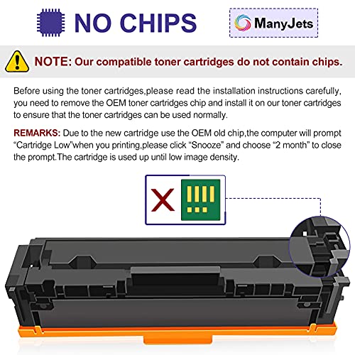 ManyJets 206X W2110X Compatible Toner Cartridge Replacement for HP 206X W2110X 206A W2110A Work with HP Color Laserjet Pro M283fdw M255dw M283cdw M282nw Printer (High Yield,4-Pack,NO CHIP)