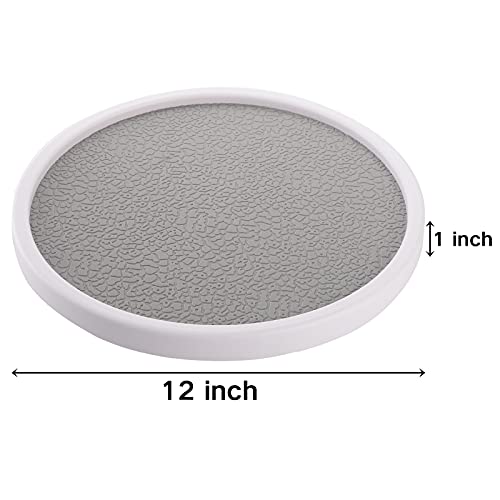 ZENFUN 3 Pack 12 Inch Lazy Susan Turntable, Non-Skid 360 Degree Rotating Tray Basics Spinning Spices Organizer for Pantry, Cabinet, Refrigerator, Bathroom, Gray Lining