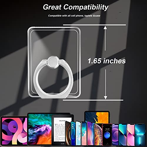 TACOMEGE Transparent Clear Phone Holder Ring Grips for iPhone Samsung Xiaomi, Finger Ring Stand for Smartphone Tablet Case Painting Pattern(Rectangle)