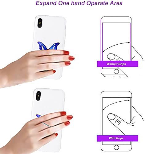 TACOMEGE Transparent Clear Phone Holder Ring Grips for iPhone Samsung Xiaomi, Finger Ring Stand for Smartphone Tablet Case Painting Pattern(Rectangle)