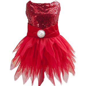 tangpan beam waist christmas pet costume dog dance skirt satin camp party dress (xx-large, red)