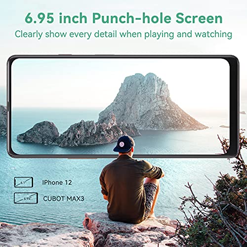 CUBOT Smartphones Unlocked with 6.95" Large Screen, 48MP Triple Camera, 5000 mAh Battery, 4GB/64GB (256GB Extension), 4G Dual SIM, NFC, Face ID (Black)