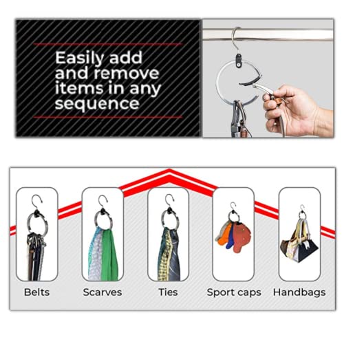 Multipurpose Hanger Organizer ROLLY HANGER Great Space Saver Cut Clutter in The Closet Perfect Organizer for Belts, Baseball Hats, Ties, Scarves, Purses and Much More Versatile Hanger