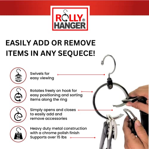 Multipurpose Hanger Organizer ROLLY HANGER Great Space Saver Cut Clutter in The Closet Perfect Organizer for Belts, Baseball Hats, Ties, Scarves, Purses and Much More Versatile Hanger