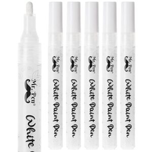 mr. pen- white paint pen, 6 pack, water-based, acrylic paint marker, white paint marker, white pens for art, white markers for black paper, white paint pen medium tip, white fabric pen