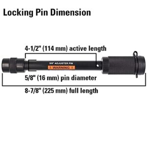 TowWorks 79830 Keyed Alike 5/8" Trailer Hitch Lock with Extra Long 4-1/2" Span, Double Safety Tow Hitch Locking Pin for 3" Receivers and Adjustable Channel Mounts