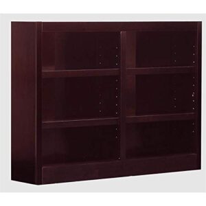 bowery hill traditional 36" tall 6-shelf double wide wood bookcase in cherry