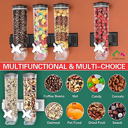 Triple Food Dispenser, Cereal Dispenser, Dry Food Dispenser Wall Mounted Cereal Dispenser, Candy Dispenser Grain Dispenser Kitchen Container with 3 Cup, Snack Dispenser for Store Nut Coffee Beans 4.5L