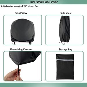 ELONGRIVER Industrial Fan Cover,Waterproof&Dust-proof Cover for 24” High-Velocity Drum Fan, Floor Fan Cover In Heavy Duty Material for Outdoor&Indoor