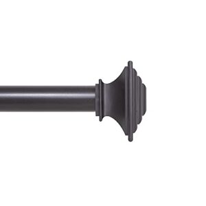 interior living 36-66 in. adjustable step square end curtain rod, 1 in. diameter, black