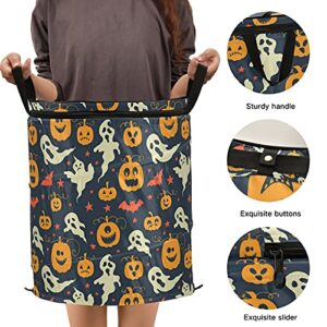 Halloween Ghost Pumpkin Pop Up Laundry Hamper with Lid Foldable Storage Basket Collapsible Laundry Bag for Apartment Travel Picnics