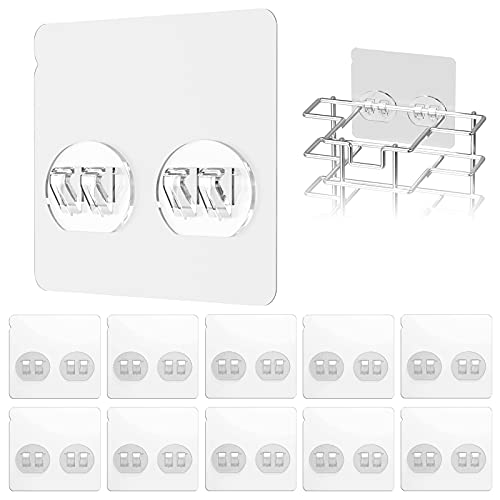 Linkidea 10 Packs Shower Caddy Adhesive Replacement, Wall Mount Hook Sticker for Toothbrush Holder, Adhesive Hooks for Bathroom Kitchen Corner Shelf