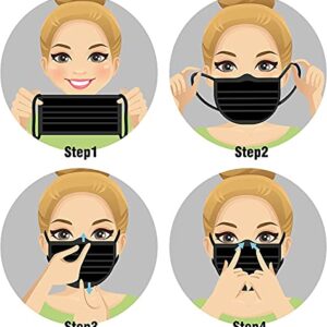 50Pack 3 Ply Black Disposable Face Masks for Adult Women Mens Home Personal Safety and Protection (Black)