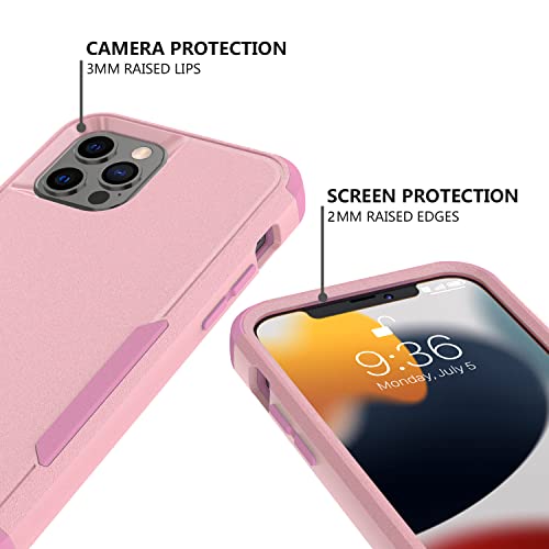 Tksafy Case Designed for iPhone 13 Pro Max, Heavy Duty Shockproof Protective Three Layers Phone Bumper Cover with Full Body Rubber Armor Bumper Dropproof Protection for iPhone 13 Pro Max, Pink